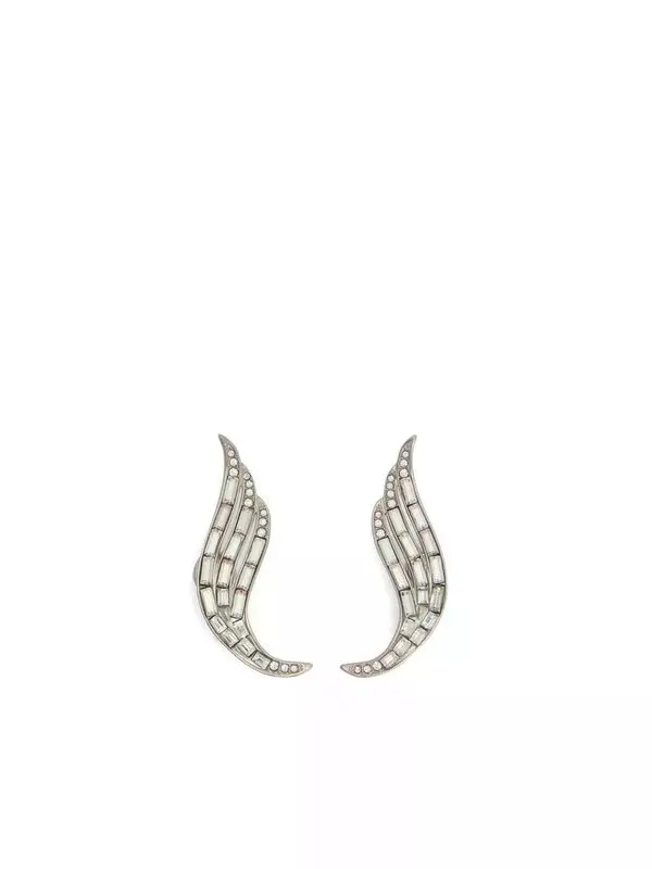 JIL SANDER Wing-shaped Crystal Earrings - Silver