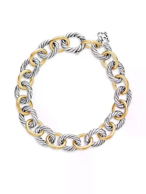 David Yurman 18k Yellow And Sterling Silver Oval Link Chain Bracelet - Gold