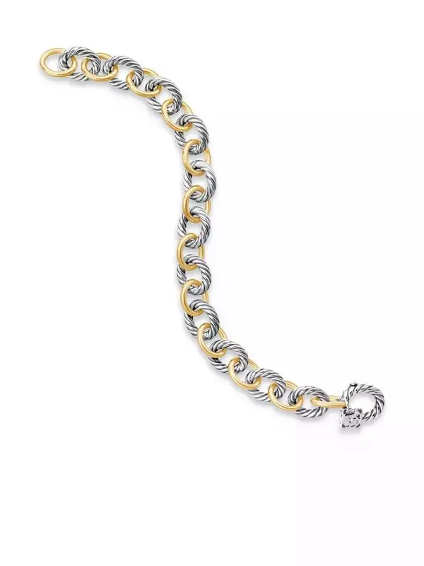 David Yurman 18k Yellow And Sterling Silver Oval Link Chain Bracelet - Gold