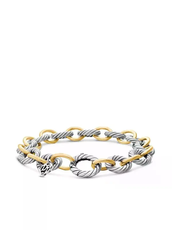 David Yurman 18k Yellow And Sterling Silver Oval Link Chain Bracelet - Gold