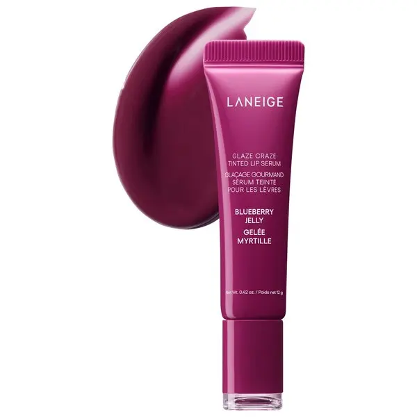 LANEIGE Glaze Craze Tinted Polypeptide Lip Serum Treatment - Blueberry Jelly - Vibrant Purple