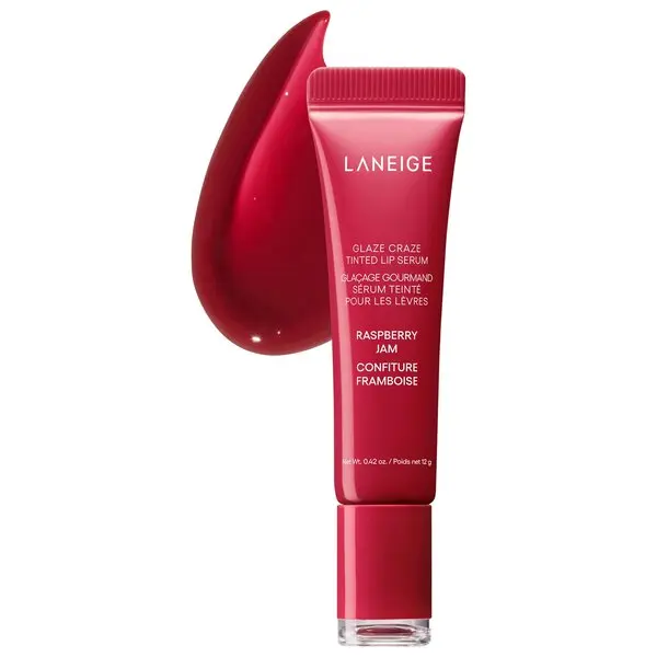 LANEIGE Glaze Craze Tinted Polypeptide Lip Serum Treatment - Raspberry Jam - Sheer Red