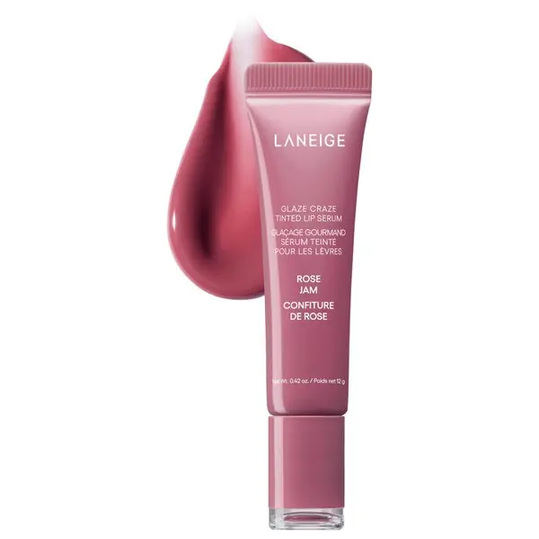 LANEIGE Glaze Craze Tinted Polypeptide Lip Serum Treatment - Rose Jam - Cool, Muted Pink
