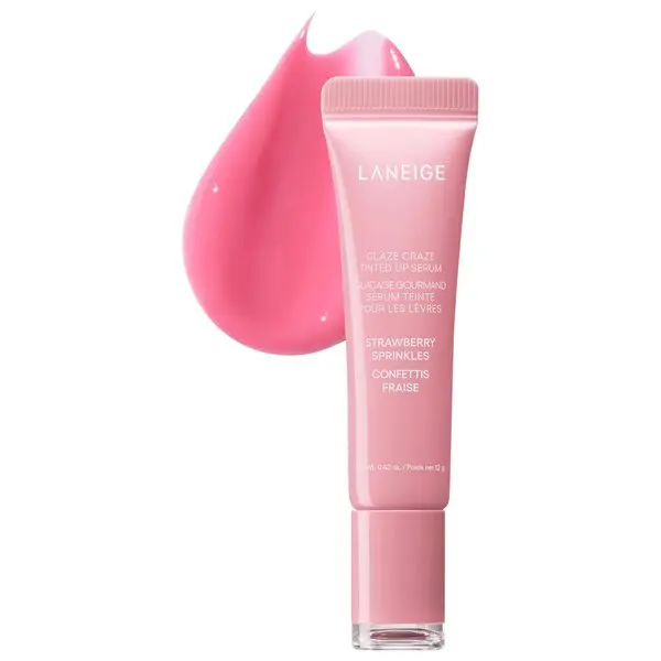 LANEIGE Glaze Craze Tinted Polypeptide Lip Serum Treatment - Strawberry Sprinkles - Cool Pink