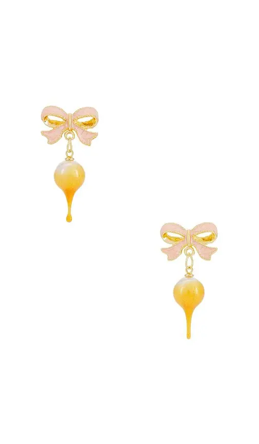 Ottolinger Bow Pearl Dangle Earrings - Gold
