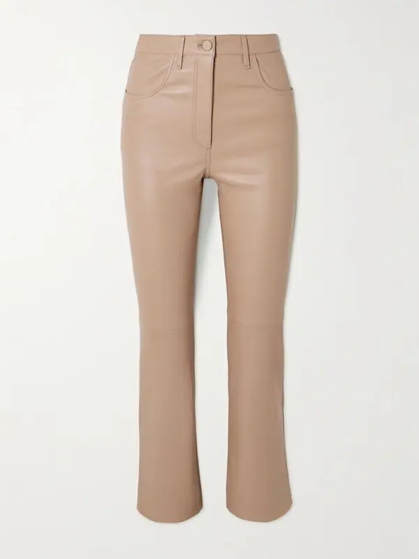 JOSEPH Duke Cropped Straight-leg Leather Pants - Neutrals