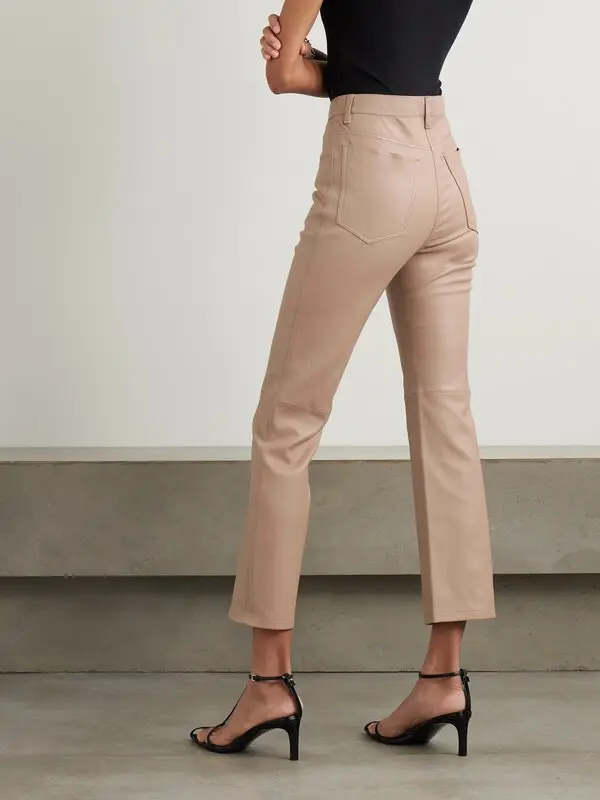 JOSEPH Duke Cropped Straight-leg Leather Pants - Neutrals