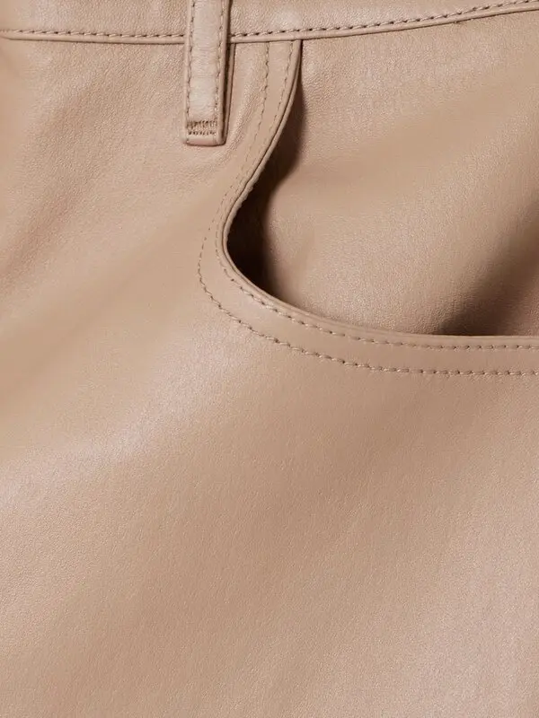 JOSEPH Duke Cropped Straight-leg Leather Pants - Neutrals
