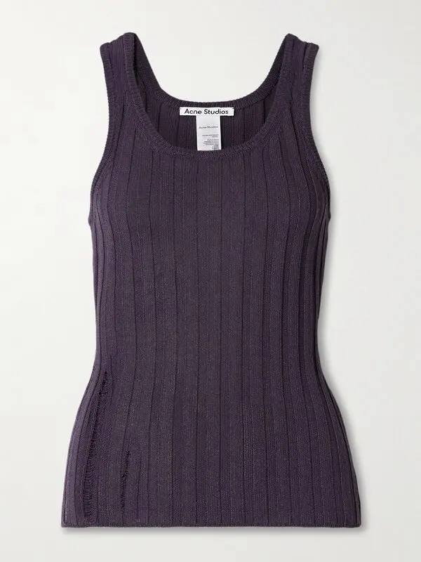 Acne Studios Distressed Ribbed Tank - Purple
