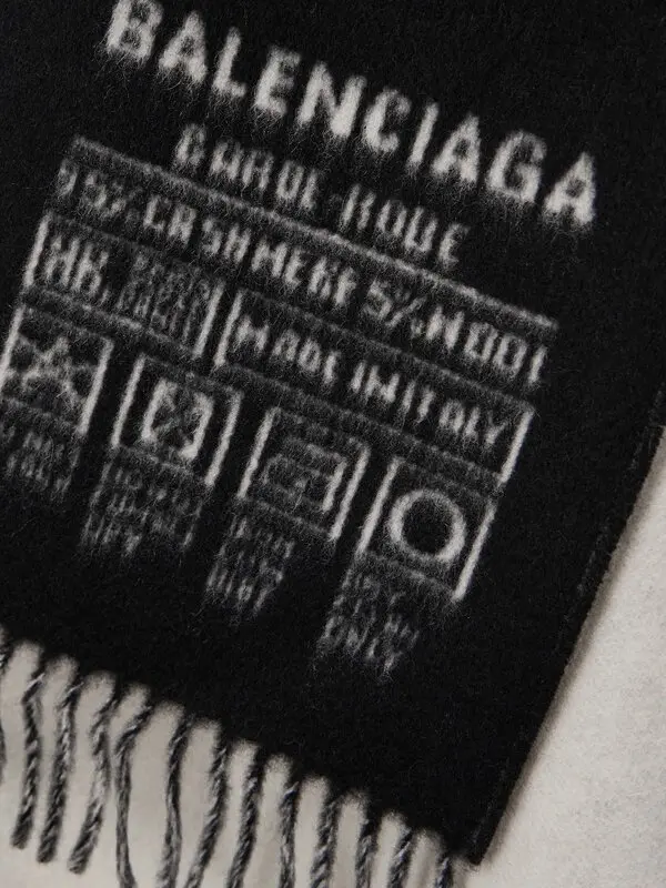 Balenciaga Fringed Two-tone Cashmere And Wool-blend Jacquard Scarf