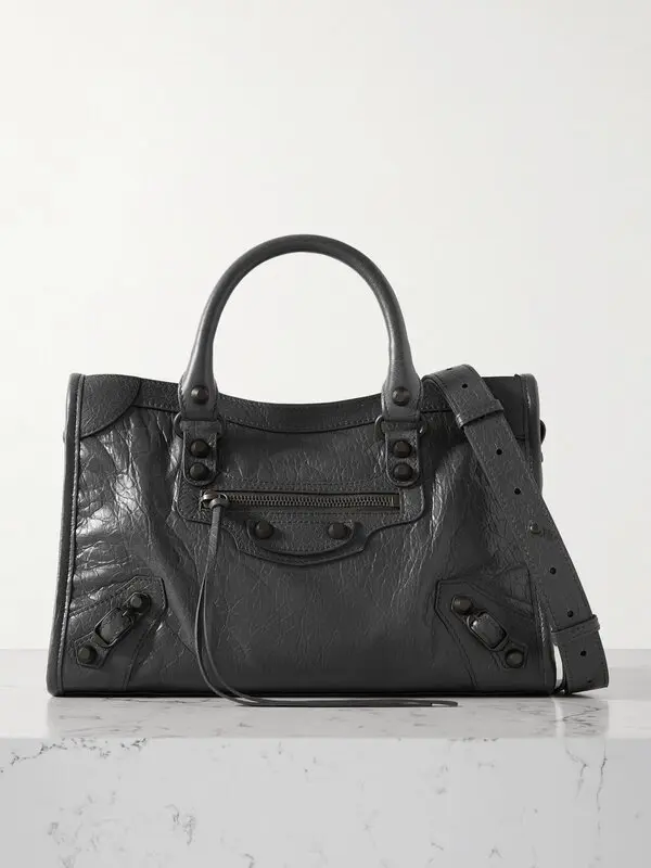 Balenciaga Le City Small Embellished Textured-leather Tote - Gray