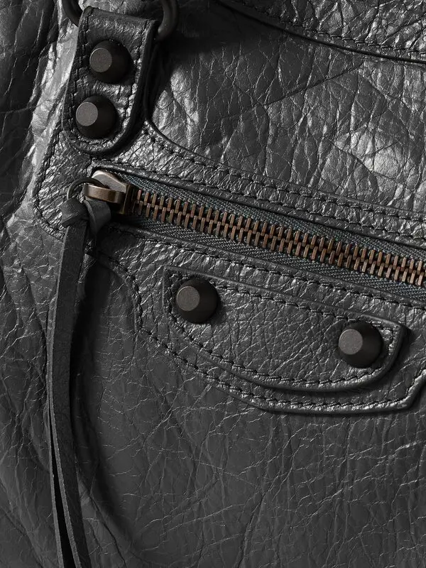 Balenciaga Le City Small Embellished Textured-leather Tote - Gray