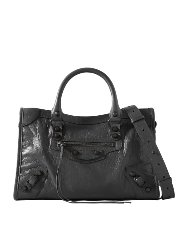 Balenciaga Le City Small Embellished Textured-leather Tote - Gray