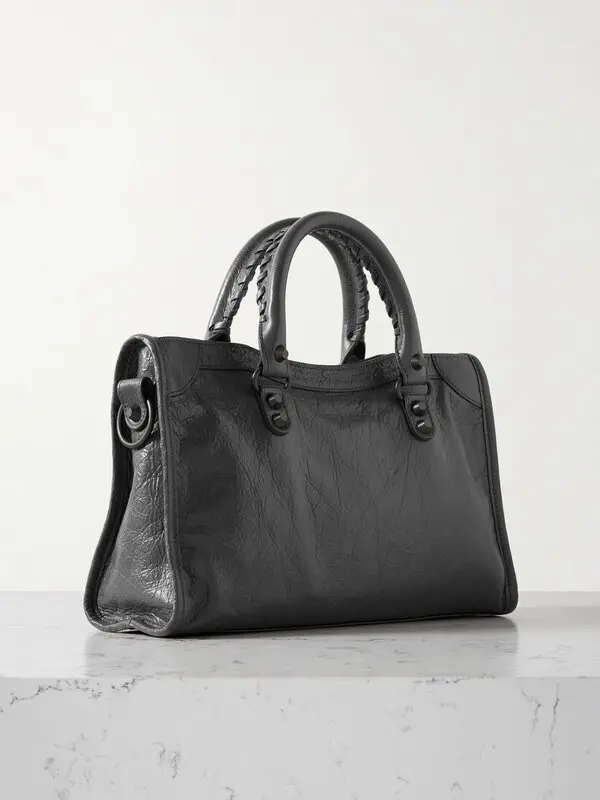 Balenciaga Le City Small Embellished Textured-leather Tote - Gray