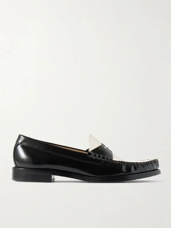 STUART WEITZMAN Lottie Two-tone Leather Loafers