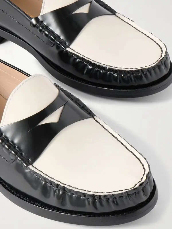 STUART WEITZMAN Lottie Two-tone Leather Loafers