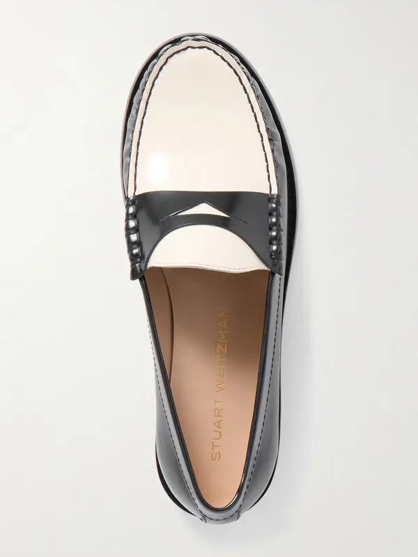 STUART WEITZMAN Lottie Two-tone Leather Loafers