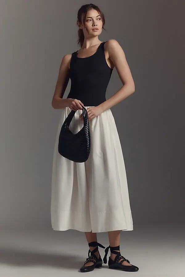 reformation drop waist dress Elvira in Natural Reformation Verdona Sleeveless Drop-Waist Midi