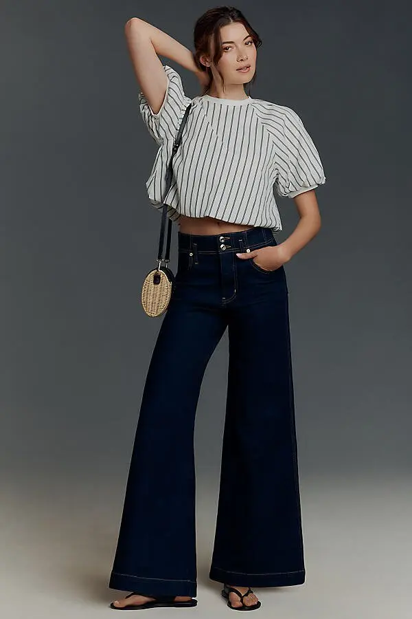 FRAME The Seamed High-rise Wide-leg Trouser Jeans - Rinse