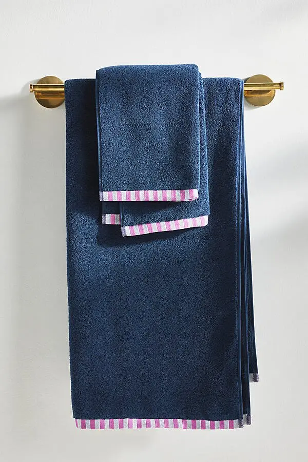 Anthropologie Sloane Portuguese Zero-twist Cotton Towel Collection - Navy