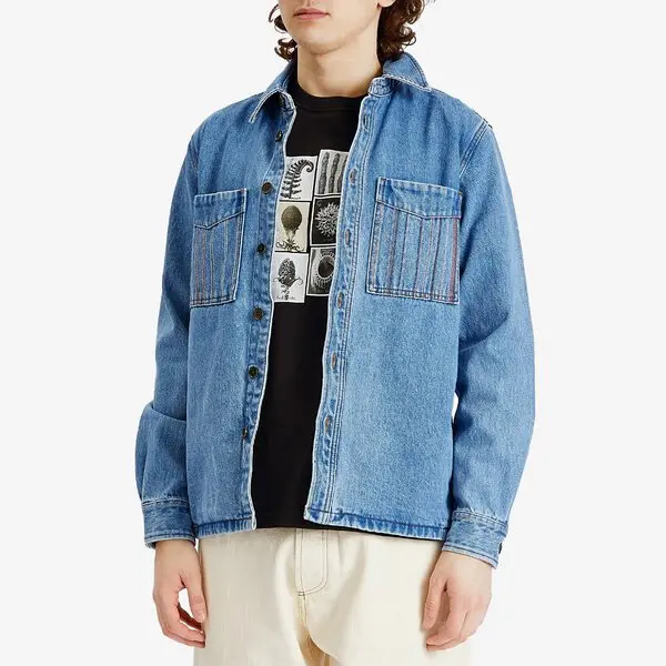 Paul Smith Stripe Embroidered Denim Shirt Jacket - Blue