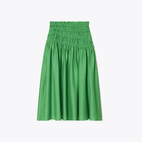 Tory Burch Smocked Viscose Skirt - Spring Jade