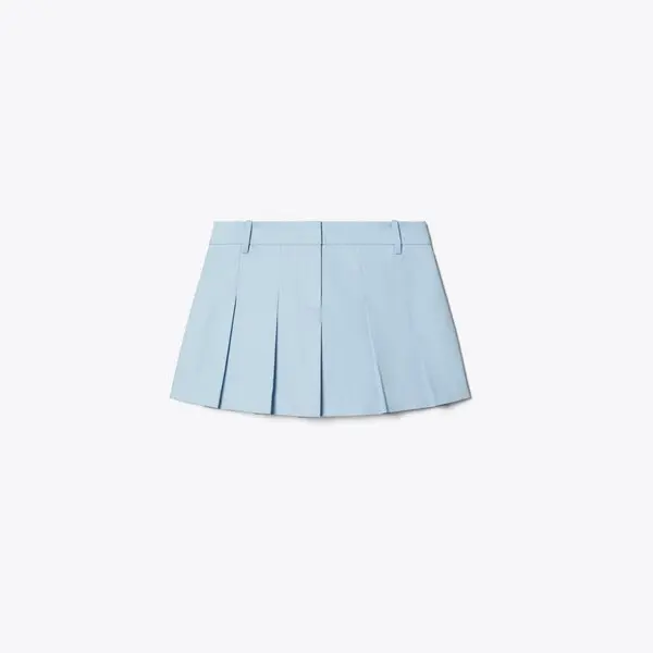 Tory Burch Micro Twill Pleated Short - Ice Floe