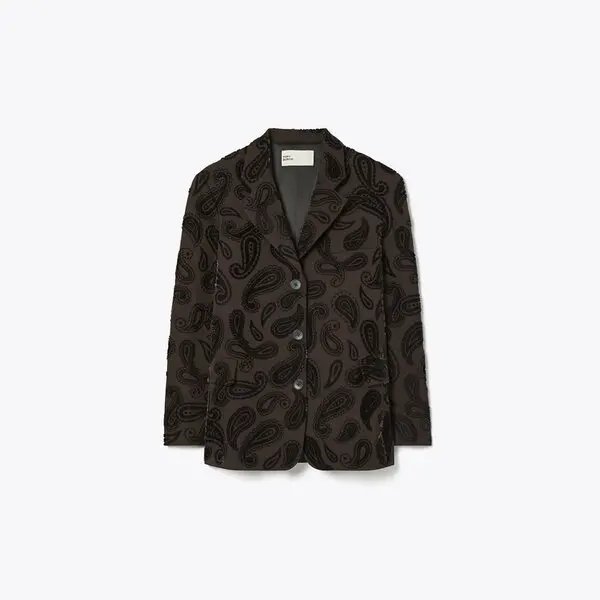 Tory Burch Paisley Wool Blend Blazer