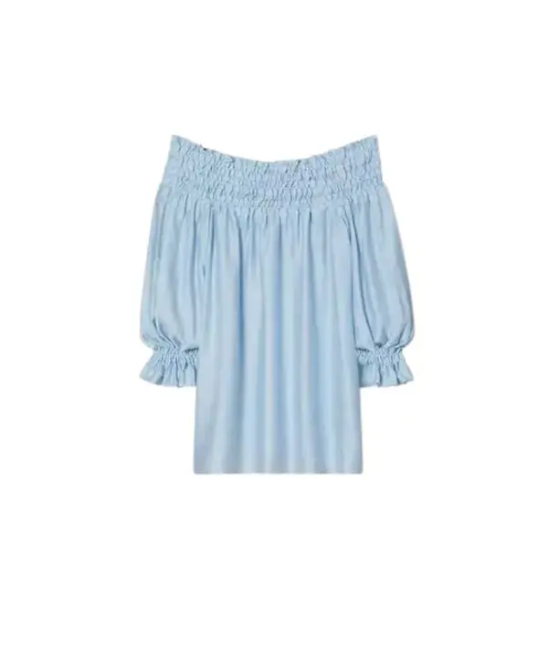 Tory Burch Linen Ruffle Top