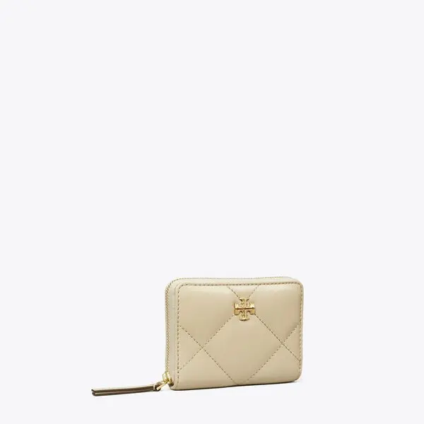 Tory Burch Small Kira Diamond Quilt Zip-around Wallet - Light Stone