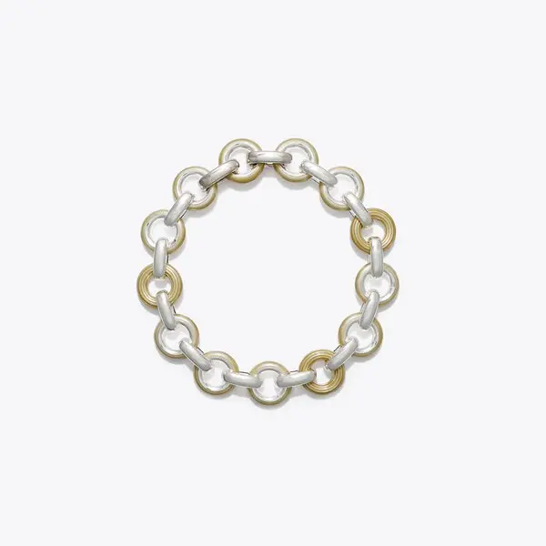 Tory Burch Pierced Link Necklace - Light Silver / Multi