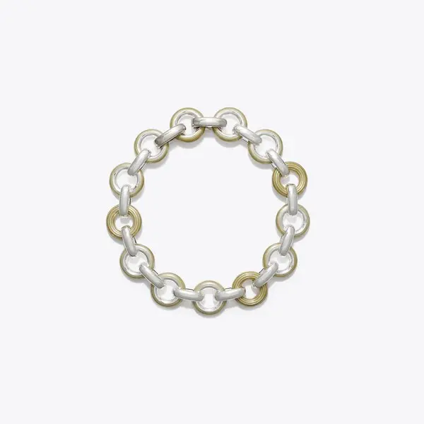 Tory Burch Pierced Link Necklace - Light Silver/multi