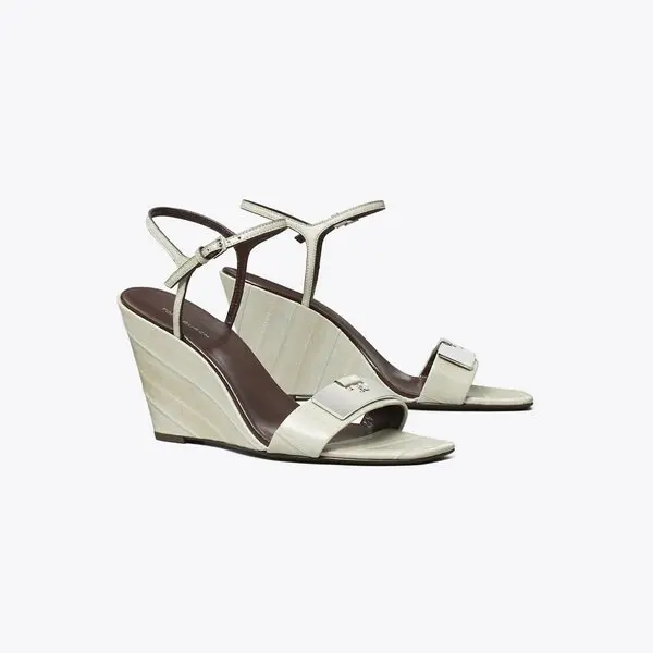 Tory Burch Gigi Wedge Sandal - Driftwood/silver