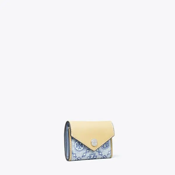 Tory Burch T Monogram Denim Small Envelope Wallet - Seltzer