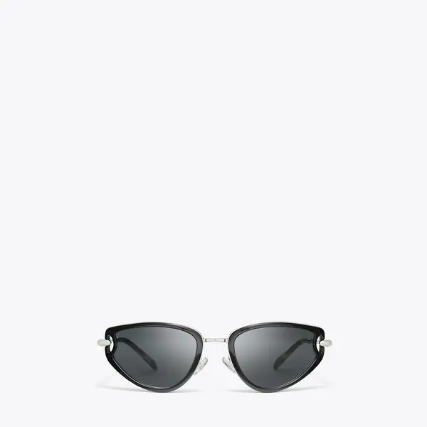 Tory Burch Pierced Cat-eye Sunglasses - Black/dark Grey