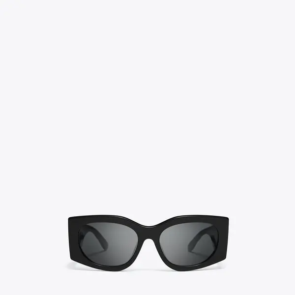 Tory Burch Kira Rectangle Sunglasses - Black/dark Grey