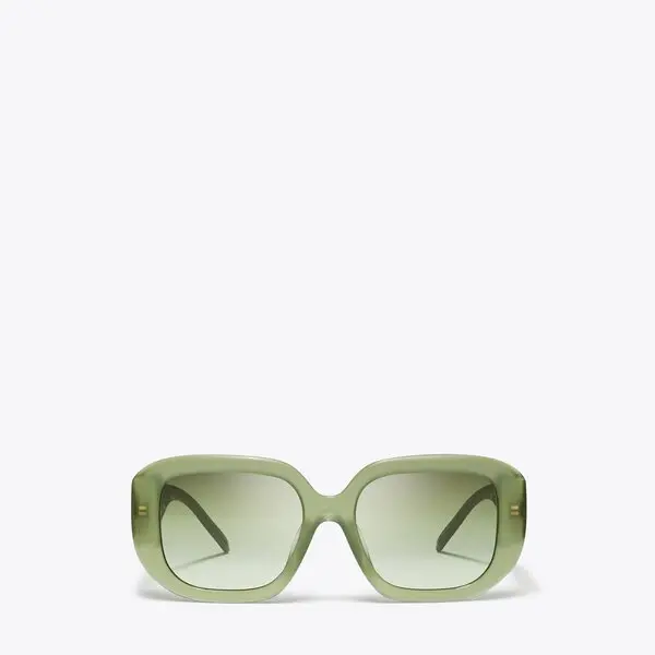 Tory Burch T Monogram Geometric Sunglasses - Milky Green/green Gradient