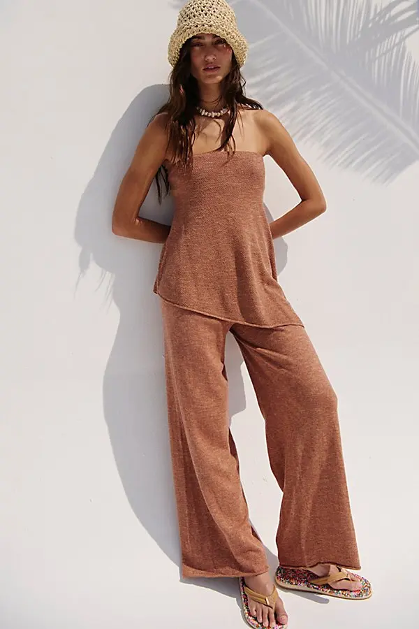 Free People Cotton-linen Sweater Set - Honey Pie