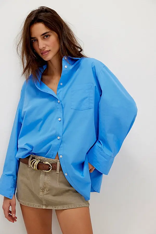 Free People Sabine Articulated Shirt - Sapphire
