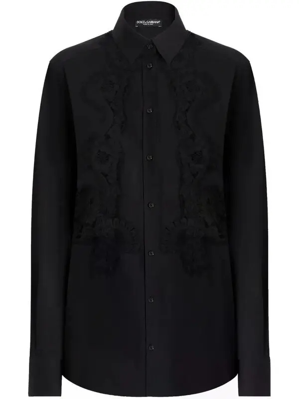 Dolce & Gabbana Dna Lace-inserts Shirt - Black