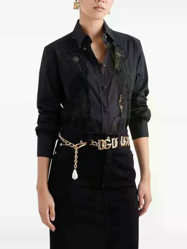 Dolce & Gabbana Dna Lace-inserts Shirt - Black