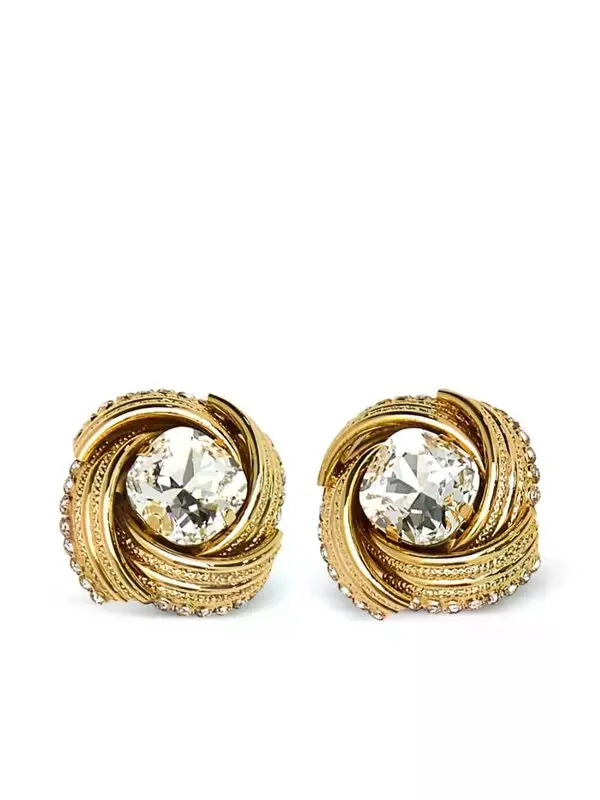 Alessandra Rich Crystal-embellished Clip-on Earrings - Gold