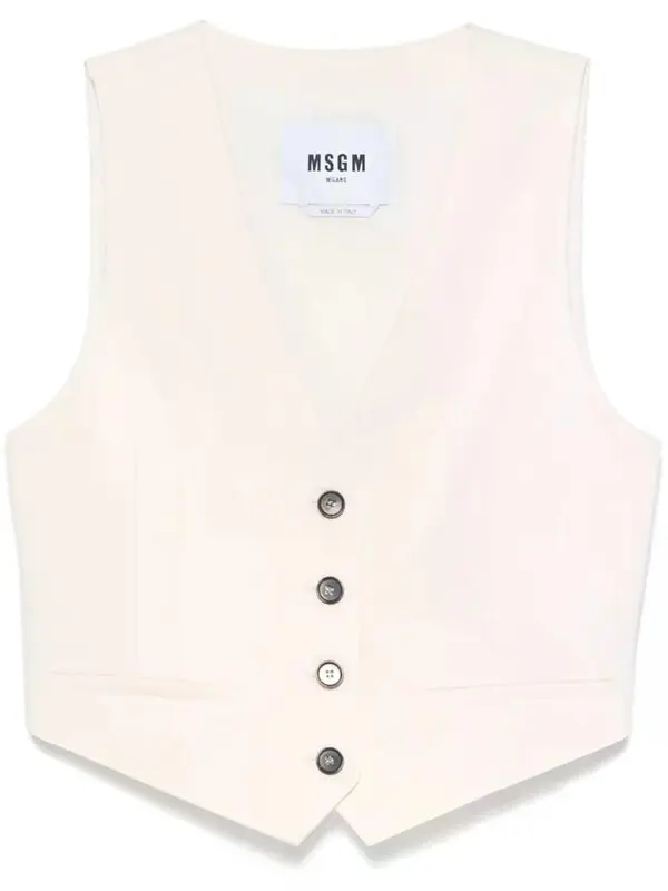 MSGM Slub-texture Waistcoat - Neutrals