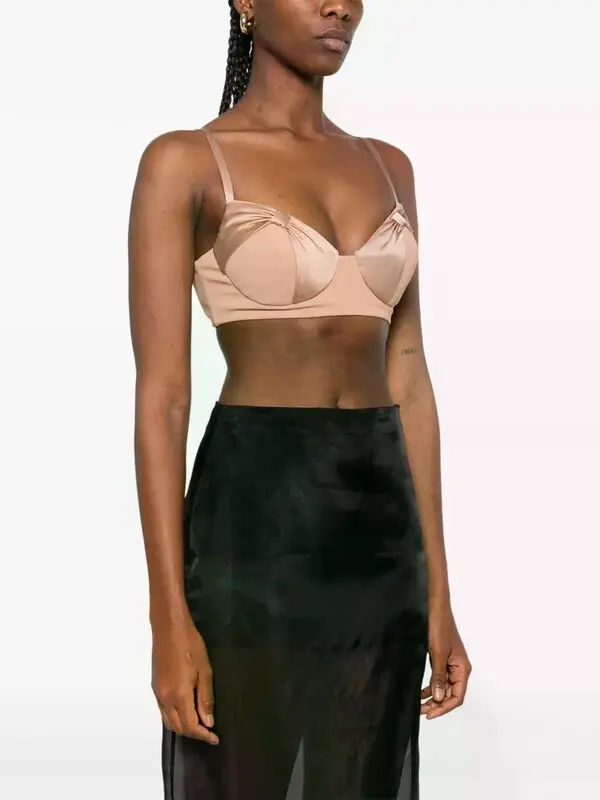 Elisabetta Franchi Satin-bow Crepe Top - Neutrals