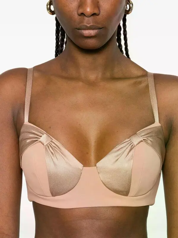 Elisabetta Franchi Satin-bow Crepe Top - Neutrals