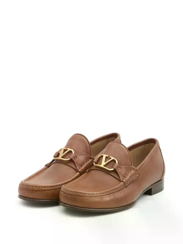 Valentino Garavani Vlogo Signature Leather Loafers - Brown