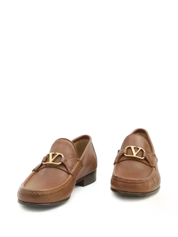 Valentino Garavani Vlogo Signature Leather Loafers - Brown