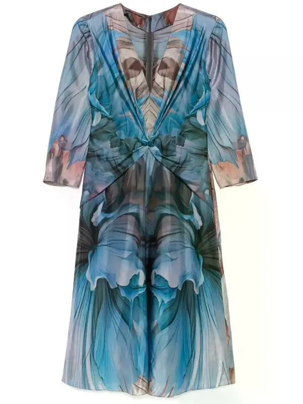 Alberta Ferretti Abstract-print Midi Dress