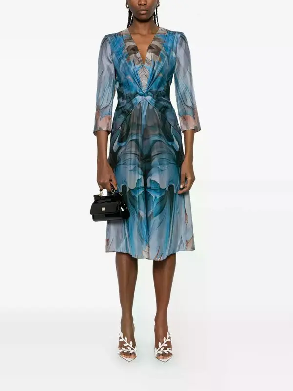 Alberta Ferretti Abstract-print Midi Dress