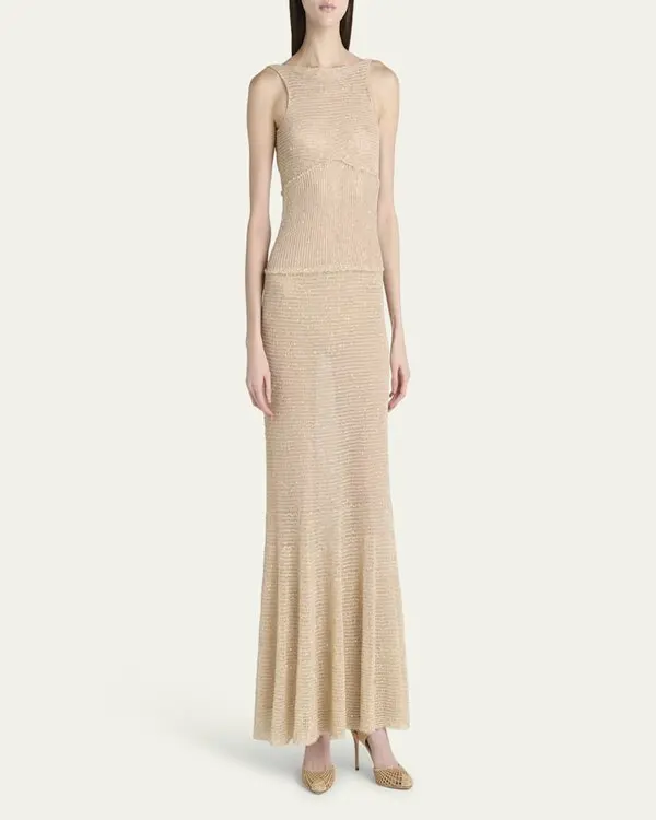 Giorgio Armani Metallic Backless Gown